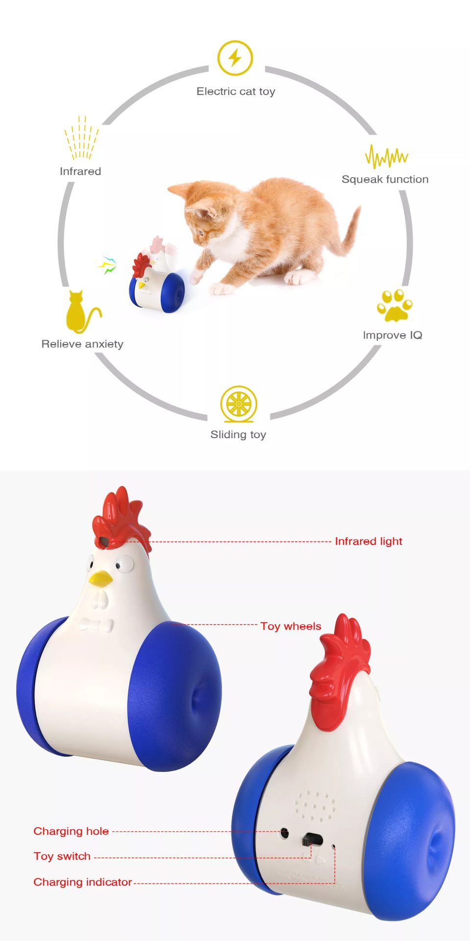 Crazy Chicken Wibbler Wobbler - Treat Toy for Pets